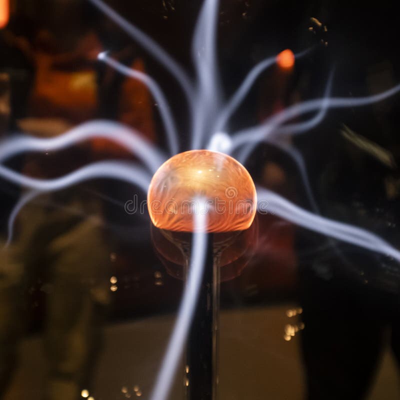 Energy Lightning Rays from an Orange Core Sphere Stock Image - Image of ...
