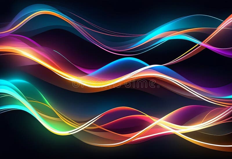 Energy Lines, Glowing Waves in the Dark, Vector Abstract Stock ...
