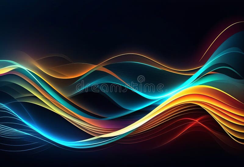Energy Lines, Glowing Waves in the Dark, Vector Abstract Stock ...