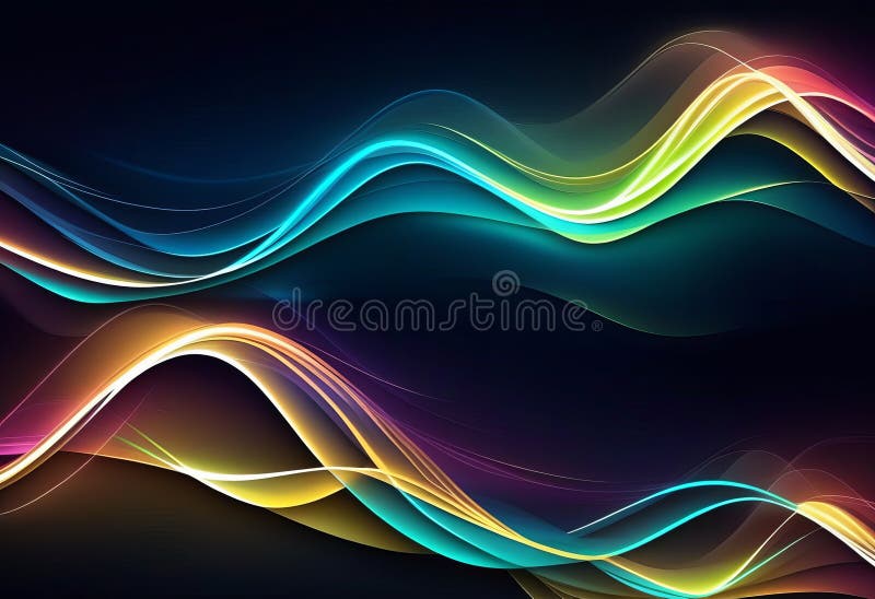 Energy Lines, Glowing Waves in the Dark, Vector Abstract Stock ...