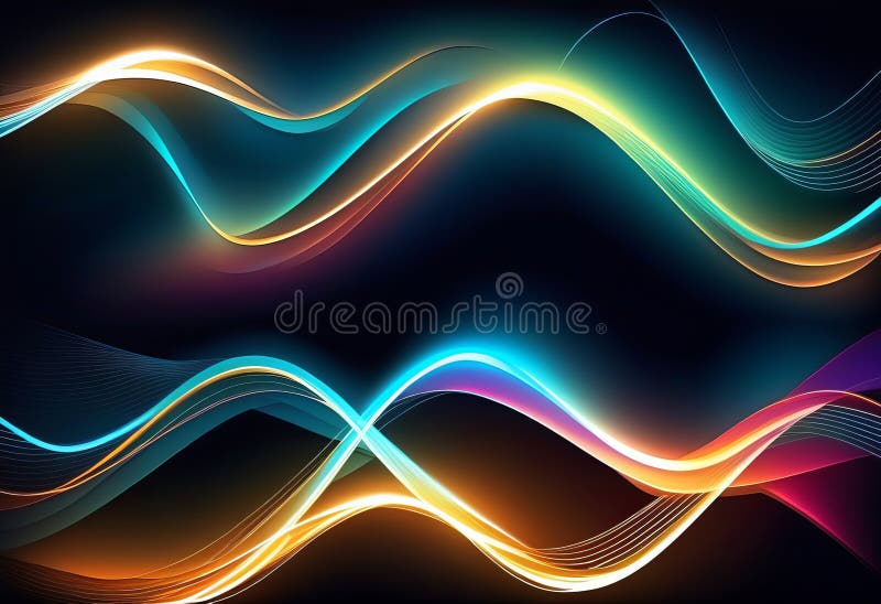 Energy Lines, Glowing Waves in the Dark, Vector Abstract Stock ...