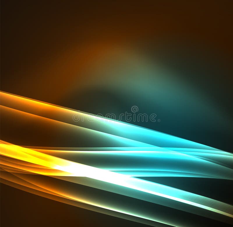 Energy Lines, Glowing Waves in the Dark, Vector Abstract Background ...