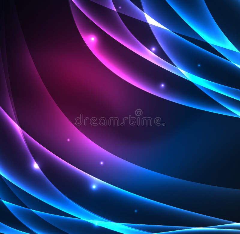 Energy Lines, Glowing Waves in the Dark, Vector Abstract Background ...