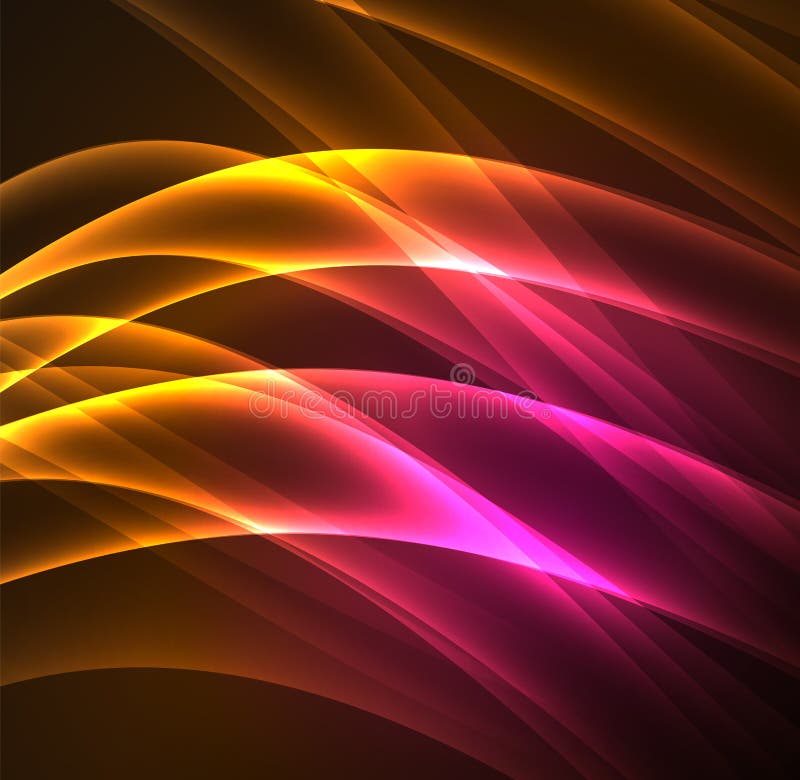 Energy Lines, Glowing Waves in the Dark, Vector Abstract Background ...
