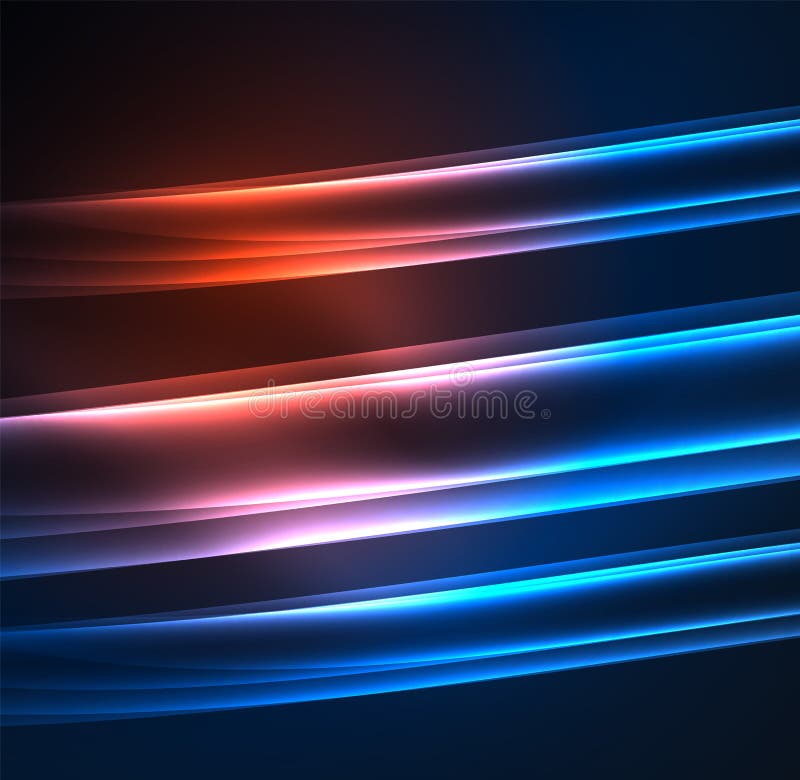 Energy Lines, Glowing Waves in the Dark, Vector Abstract Background ...