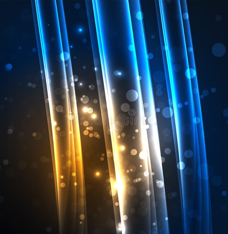 Energy Lines, Glowing Waves in the Dark, Vector Abstract Background ...