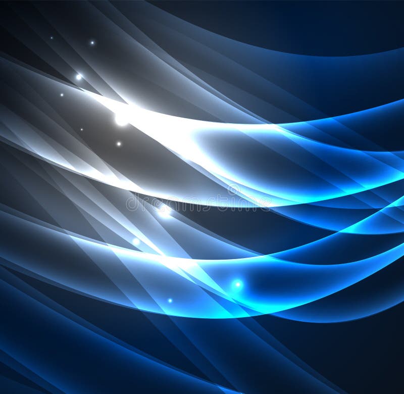 Energy Lines, Glowing Waves in the Dark, Vector Abstract Background ...