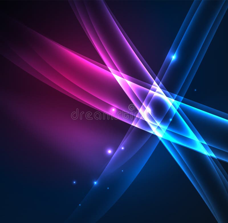 Energy Lines, Glowing Waves in the Dark, Vector Abstract Background ...