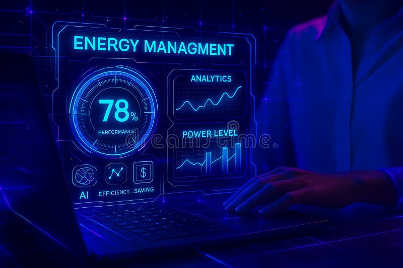 Energy Management Digital Dashboard Stock Photo - Image of metrics ...