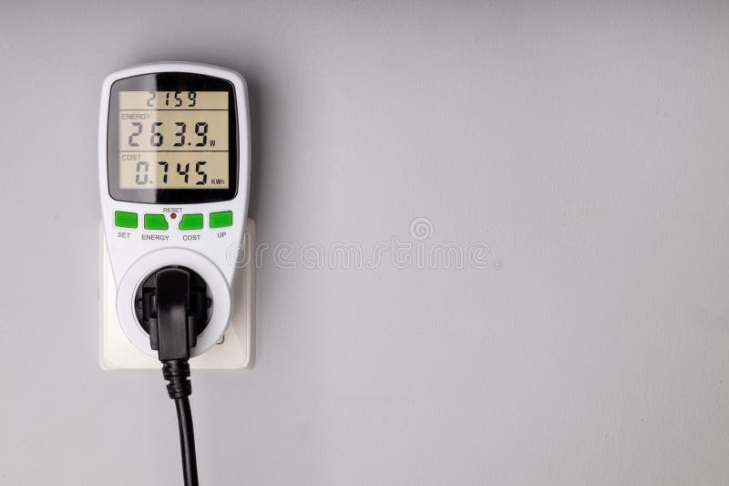 Energy Meter Measuring Power Consumption from Plugged in Device Stock ...