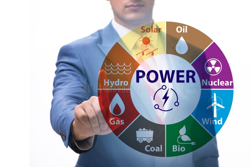 Energy Mix Concept with Businessman Stock Photo - Image of industrial ...
