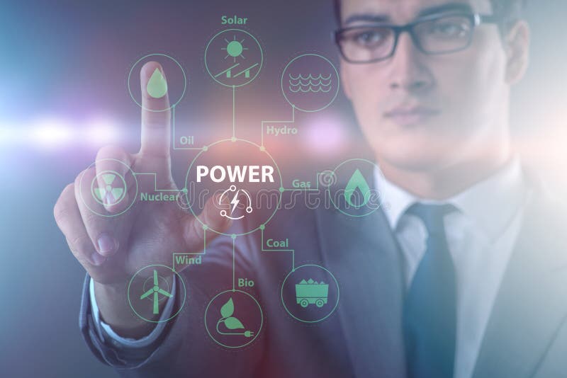 Energy Mix Concept with Businessman Stock Image - Image of clean ...