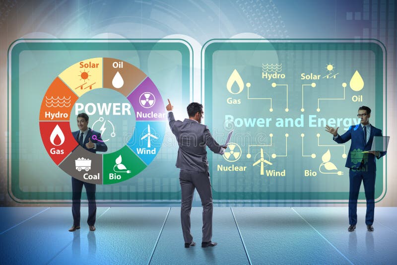 Energy Mix Concept with Businessman Stock Image - Image of hydro ...