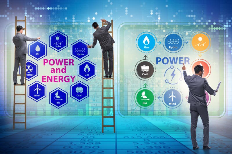 Energy Mix Concept with Businessman Stock Photo - Image of nature ...