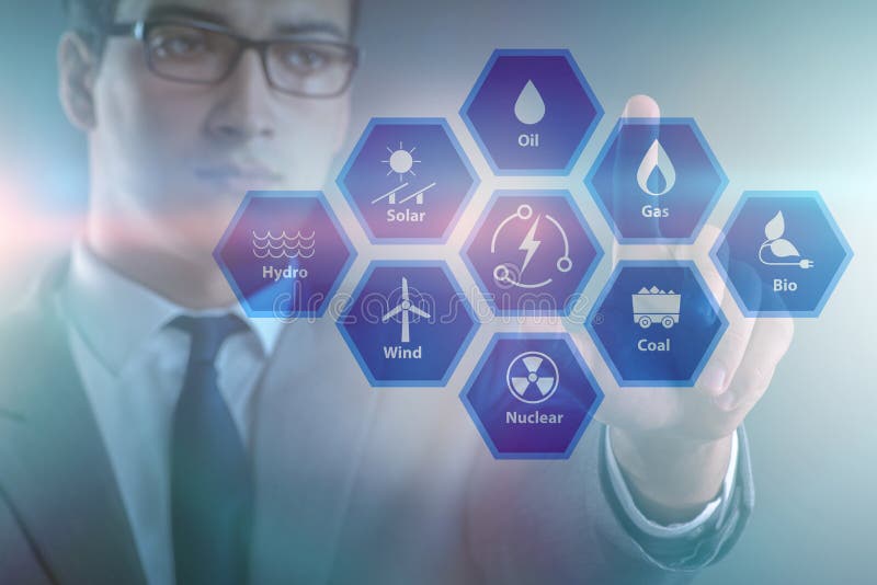 Energy Mix Concept with Businessman Stock Photo - Image of green ...