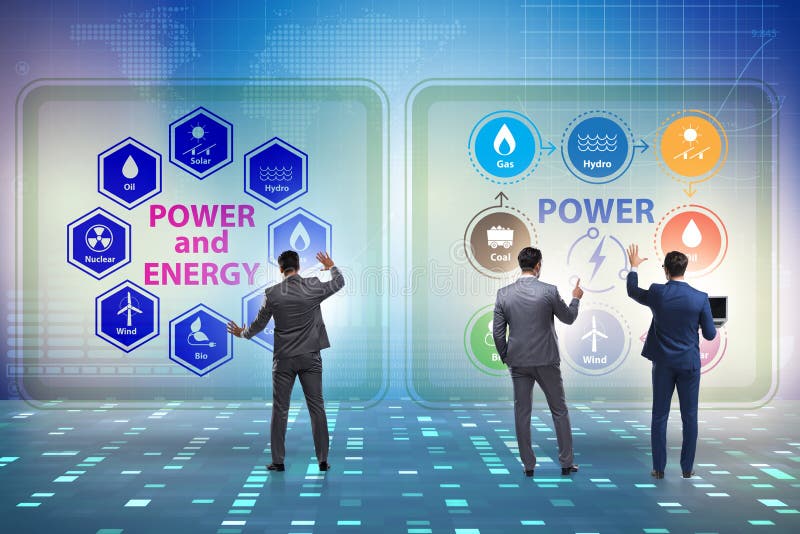 Energy Mix Concept with Businessman Stock Photo - Image of generator ...
