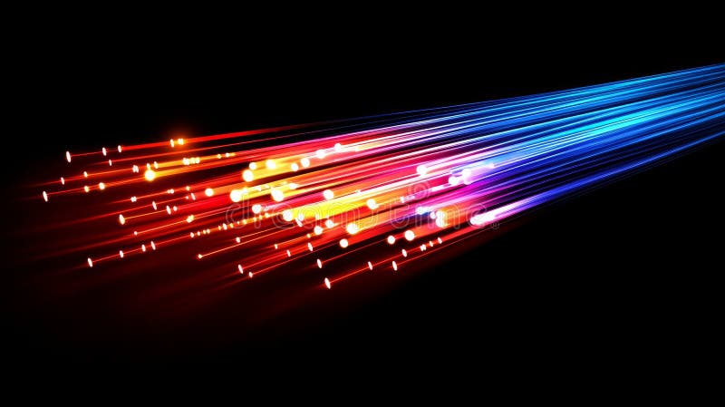 An Energy and Motion Display at Night Depicted by Colorful Light Rays ...