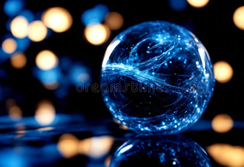 Energy Multidimensional Sphere Glowing Olated Blue Black Power Ball ...