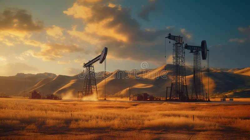 Energy, Oil, Gas, Fuel Pumping Rig. AI Generated Image Stock ...