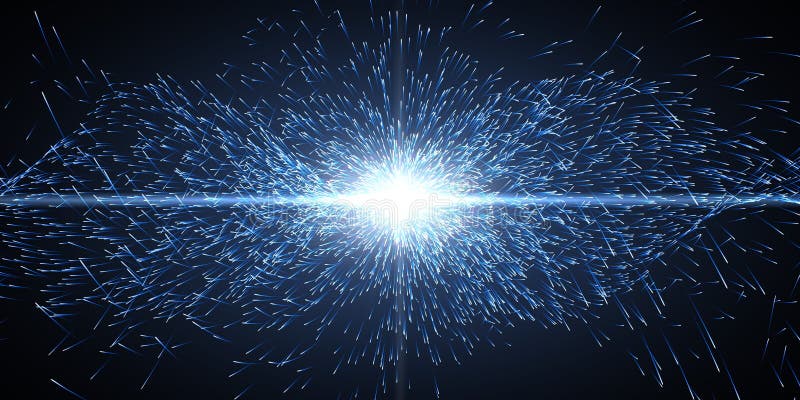 Energy Particles and Light Beam, Wide Format. Stock Illustration ...