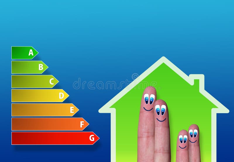 Low-power House and Energy Chart and Cute Fingers Inside Stock ...