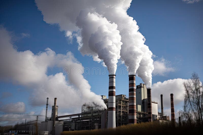 Energy Plant, with Smoke Billowing from the Stack Stock Illustration ...