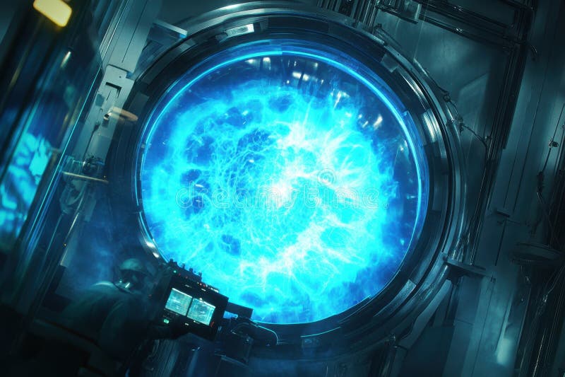 Energy Portal Illuminated with Blue Light in a Futuristic Laboratory ...