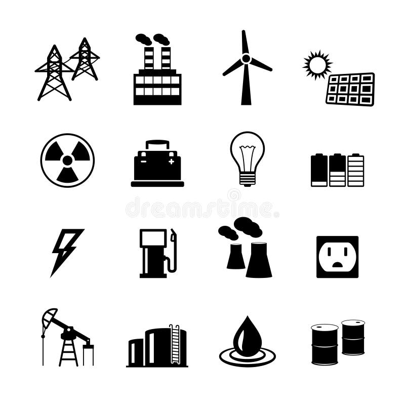 Energy Power Pictograms Collection Stock Vector - Illustration of ...