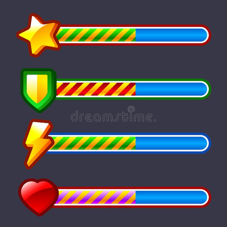 Energy Progress, Loading Game Bar Set Stock Vector - Illustration of ...