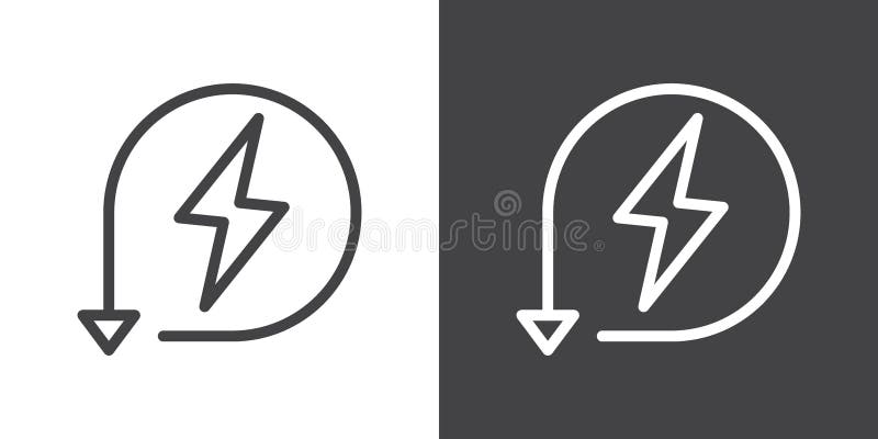 Energy Reduction Icon Flat Vector Set Outline Stock Illustration ...
