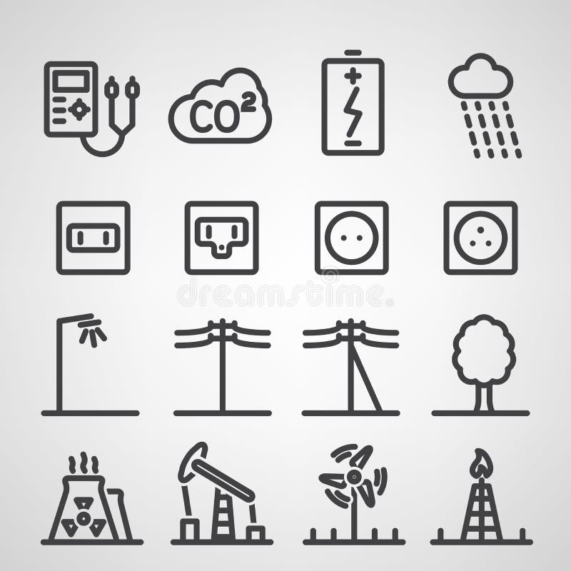 Energy and Resource Icon Set Stock Vector - Illustration of ecology ...
