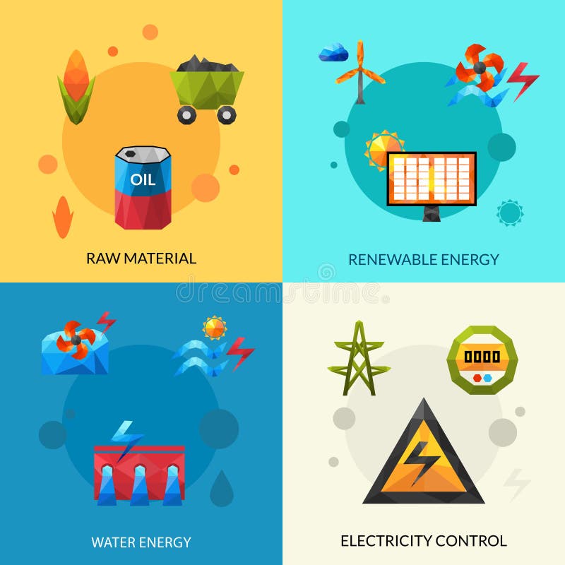 Energy Resources Icons Set stock vector. Illustration of environment ...