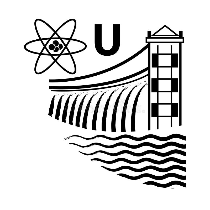 Nuclear and Hydro Power Plants. Technology and Industry Emblem Stock ...