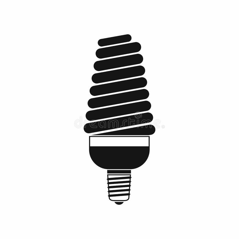 Energy Saving Bulb Icon, Simple Style Stock Illustration - Illustration ...