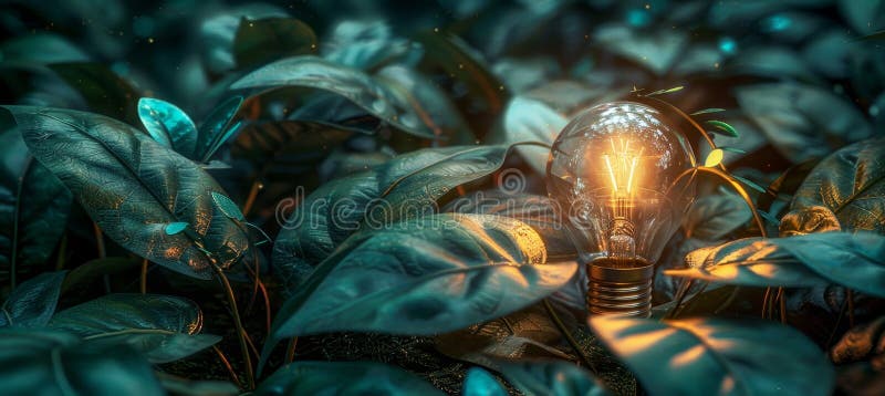 Energy Saving Bulb among Lush Greenery for Sustainable Energy and Cost ...