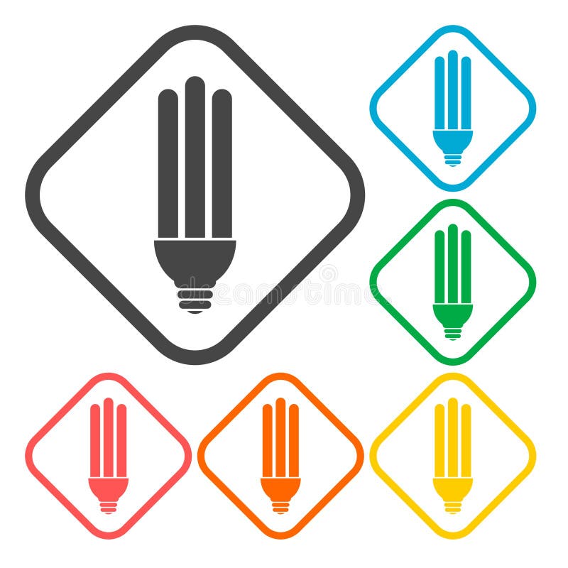 Energy Saving Bulbs Icons Set Stock Vector - Illustration of black ...