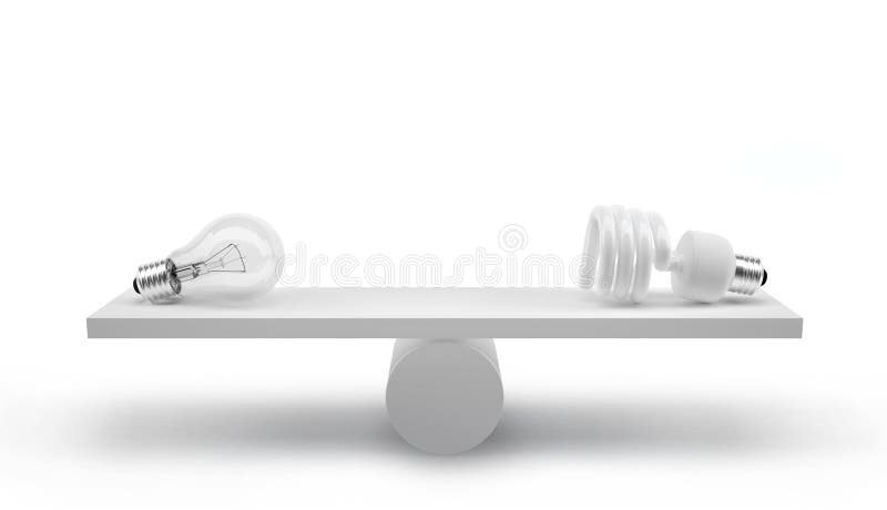 Energy Saving Concept between Lamp and Normal Light Bulb.Incandescent ...