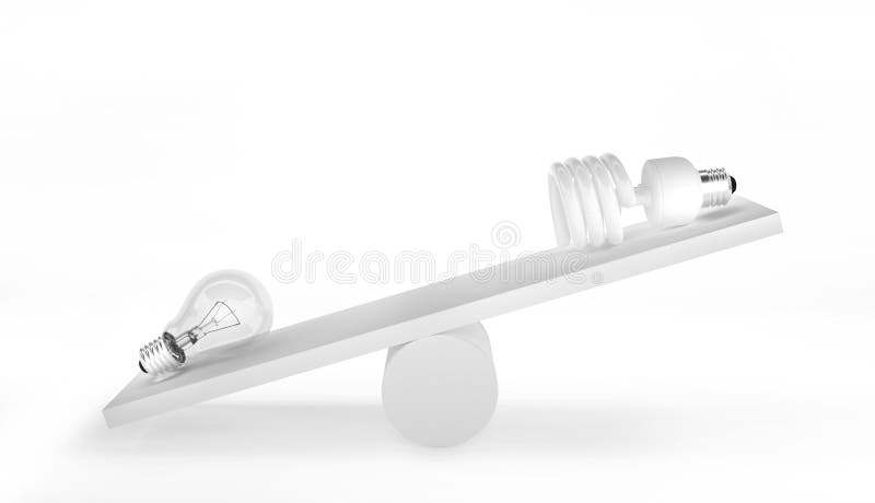 Energy Saving Concept between Lamp and Normal Light Bulb.Incandescent ...