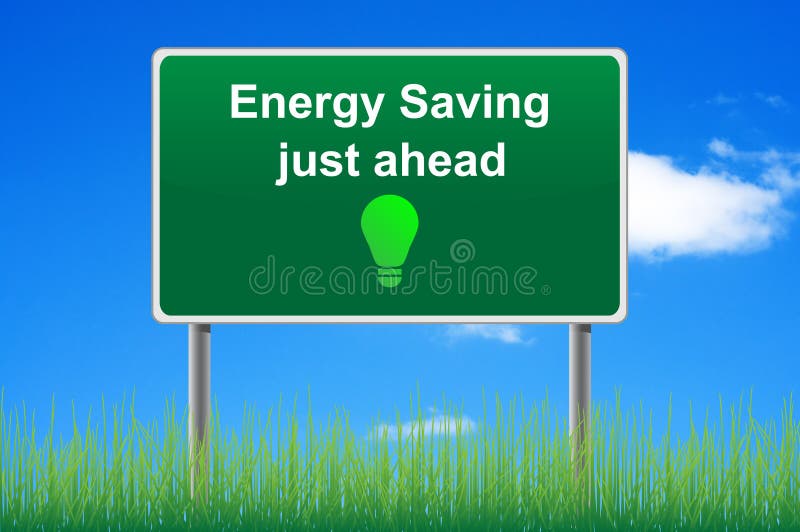 Energy Saving, Concept Road Sign. Stock Illustration - Illustration of ...