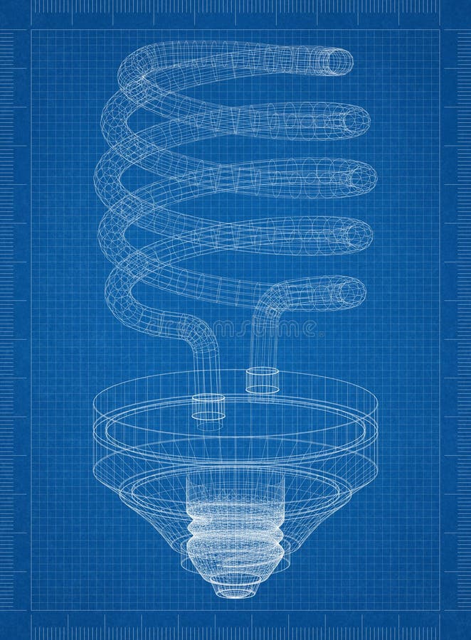 Light Bulb Architect Blueprint Stock Illustration - Illustration of ...