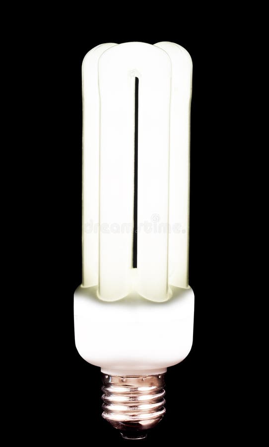 Energy Saving Light Bulb - Black Background Stock Image - Image of ...