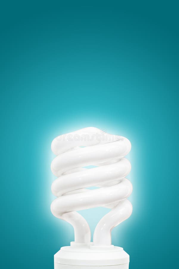 Energy Saving Light Bulb on Blue Background Stock Photo - Image of bulb ...