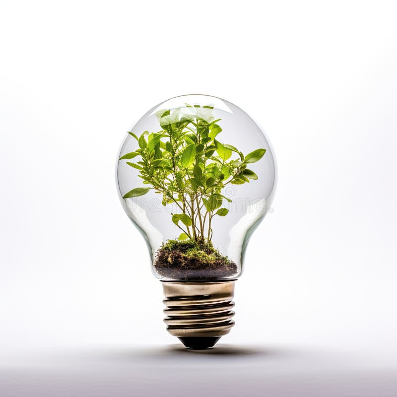 Energy Saving Light Bulb Covered in Green Grass. Concept of Sustainable ...
