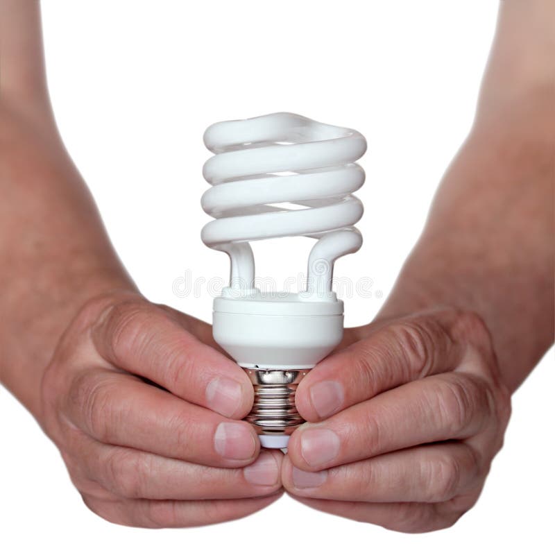 Energy Saving Light Bulb in Hand Stock Photo - Image of electric ...