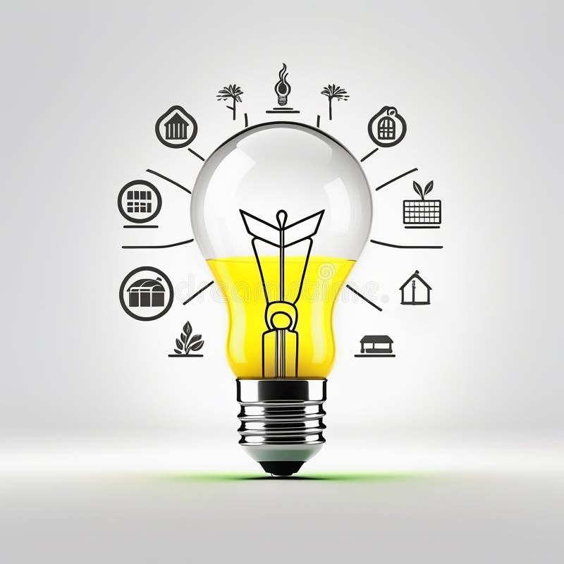 Energy Saving Light Bulb. Modern Clean House Stock Illustration ...