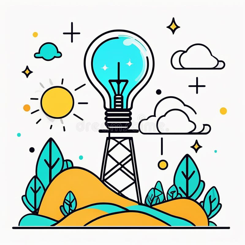 Energy Saving Light Bulb. Modern Clean House Stock Illustration ...