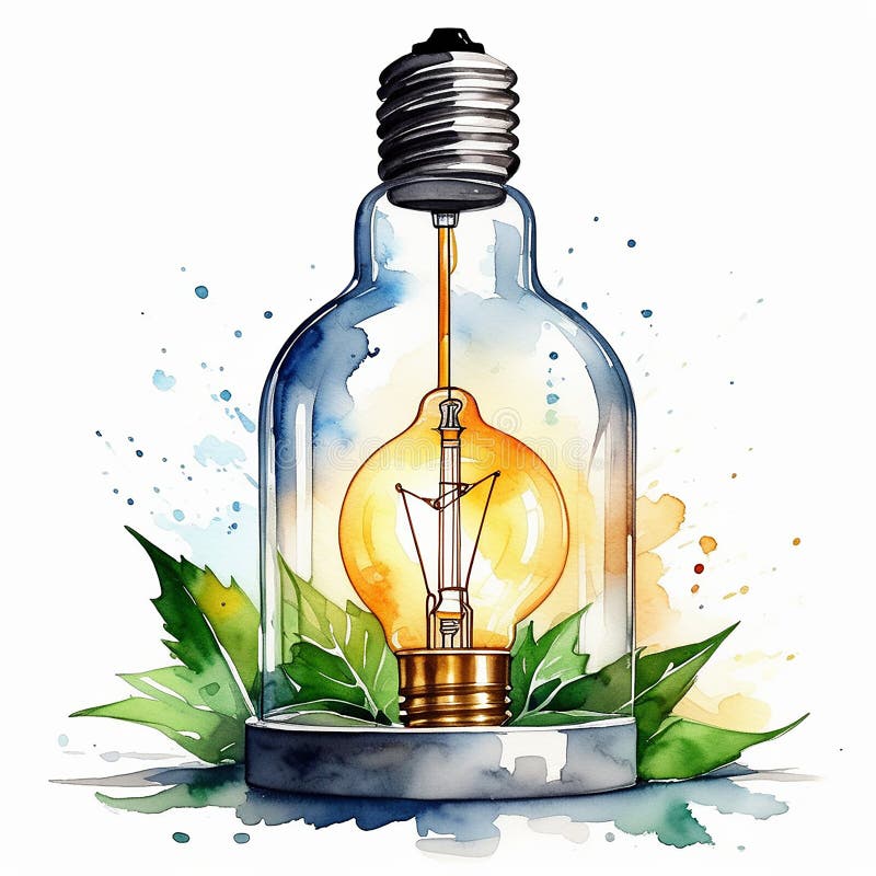 Energy Saving Light Bulb. Modern Clean House Stock Illustration ...