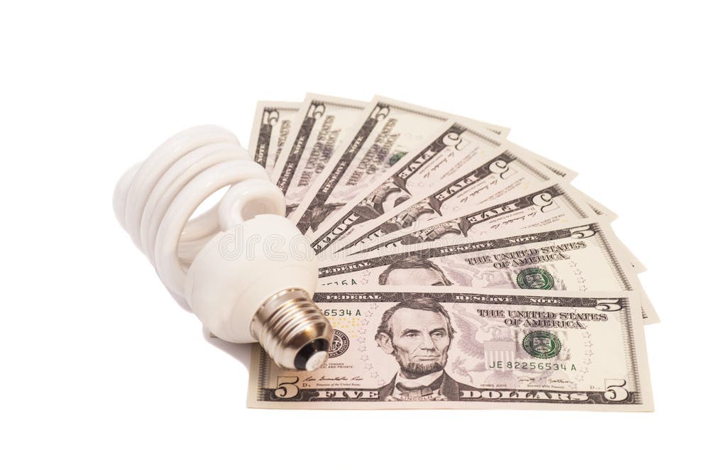 Energy Saving Light Bulb and Money Stock Image - Image of business ...