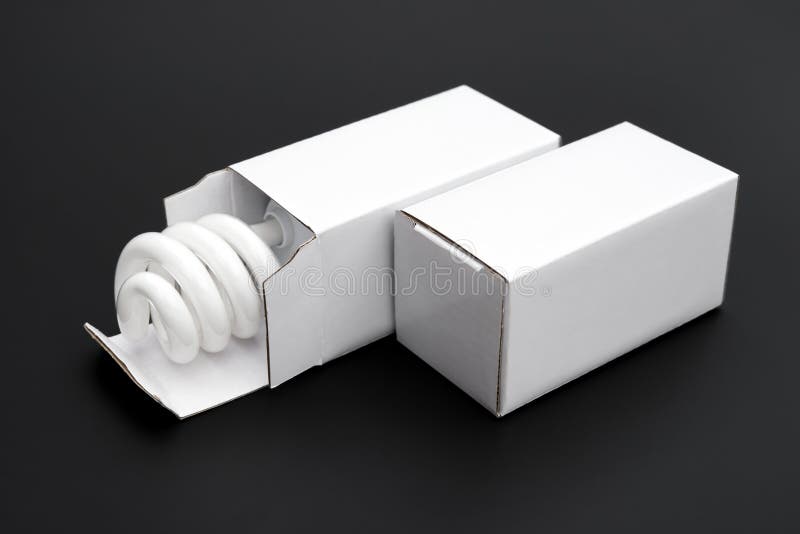 Energy Saving Light Bulb in an Opened Box with One Box Closed Stock ...