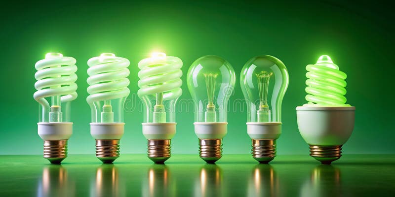 Energy Saving Light Sources and Lighting Burning Neon Lights on a Light ...